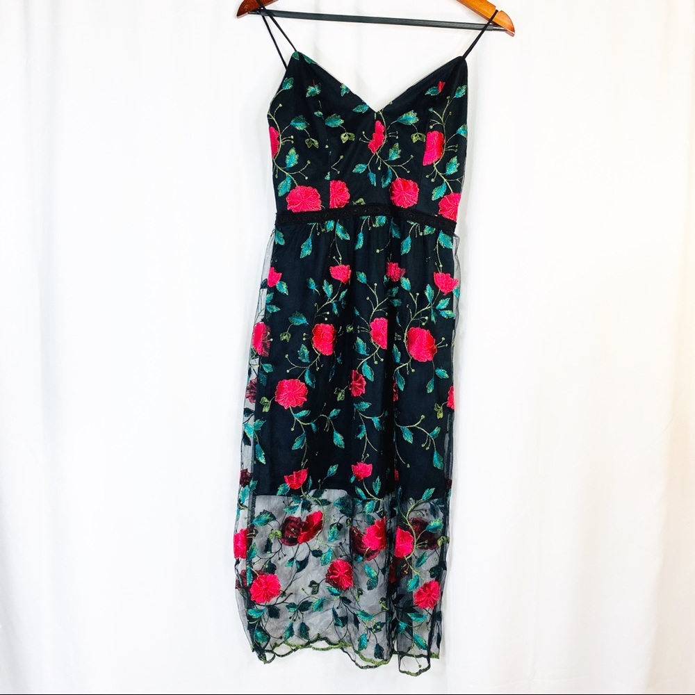 Socialite Mirella Floral Sheer Dress - Gem
